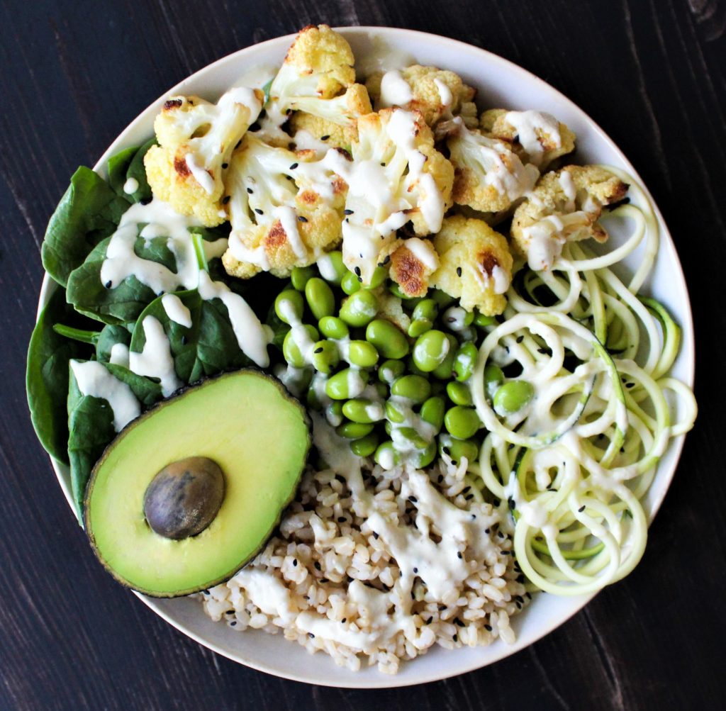 Plant-Powered Bowl with Creamy Dairy-Free Garlic Dressing - Plants for PCOS